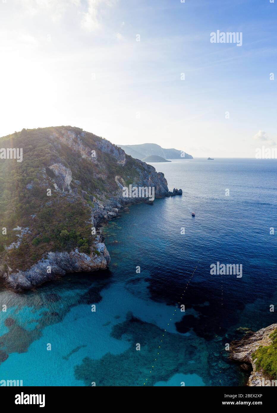 Aerial landscape mediterranean sea in Greece. Beautiful sea nature in ...