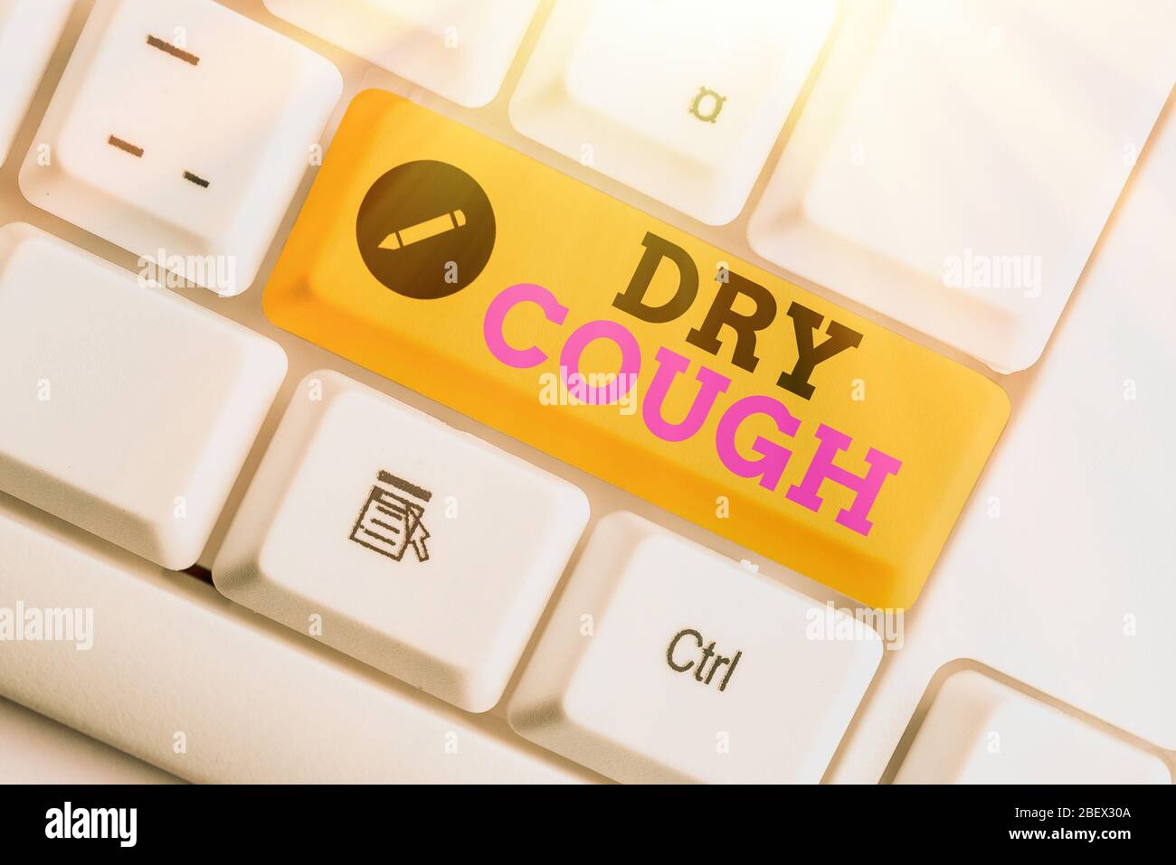 Conceptual hand writing showing Dry Cough. Concept meaning cough that ...