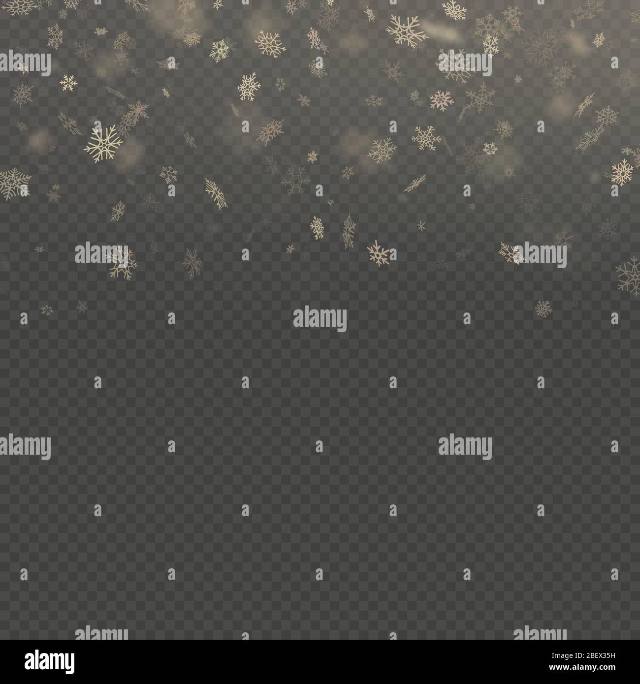 Falling snow flake golden overlay effect teplate isolated on ...