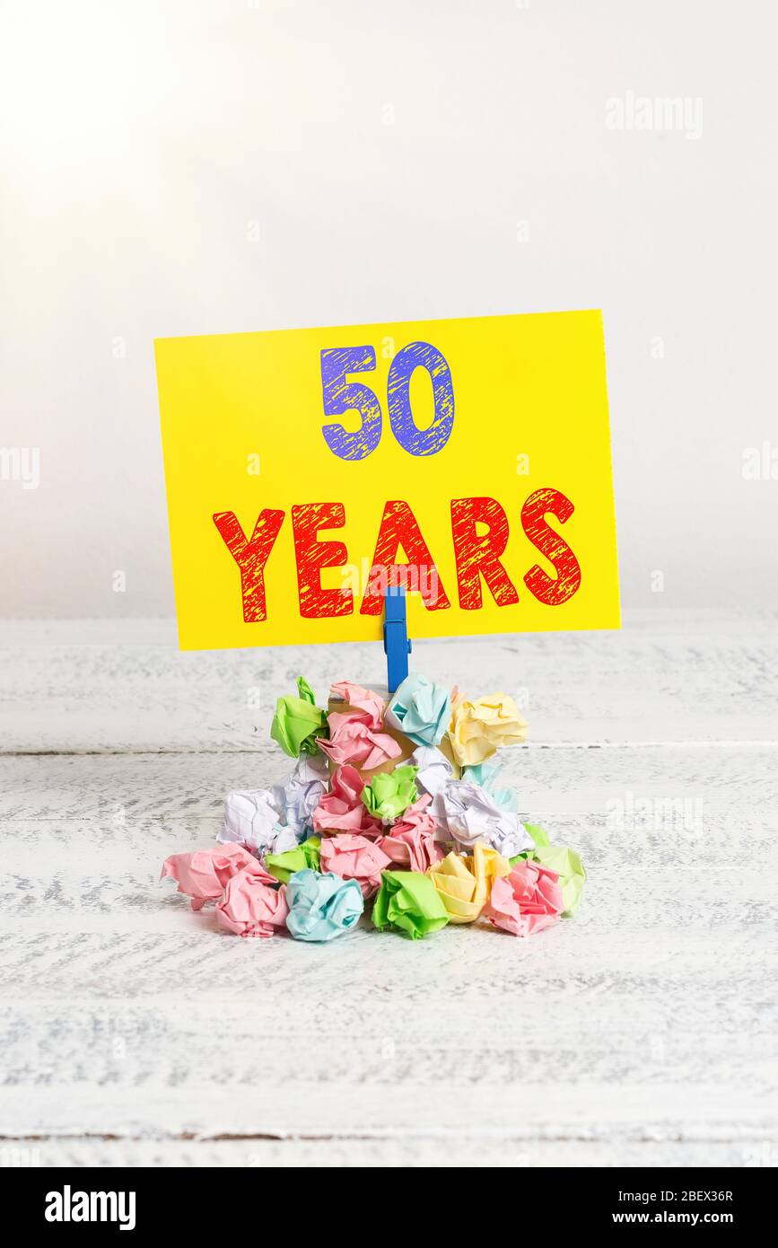 Handwriting text 50 Years. Conceptual photo Honoring Ruby Jubilee ...