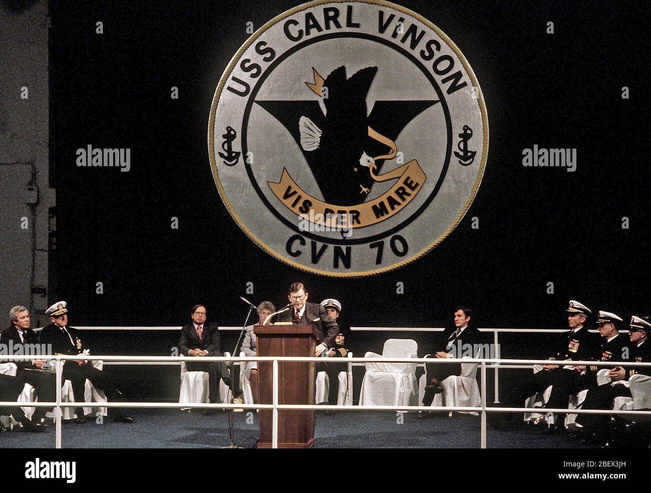 1982 - Sen. John Tower, R-Texas, speaks during the commissioning ...