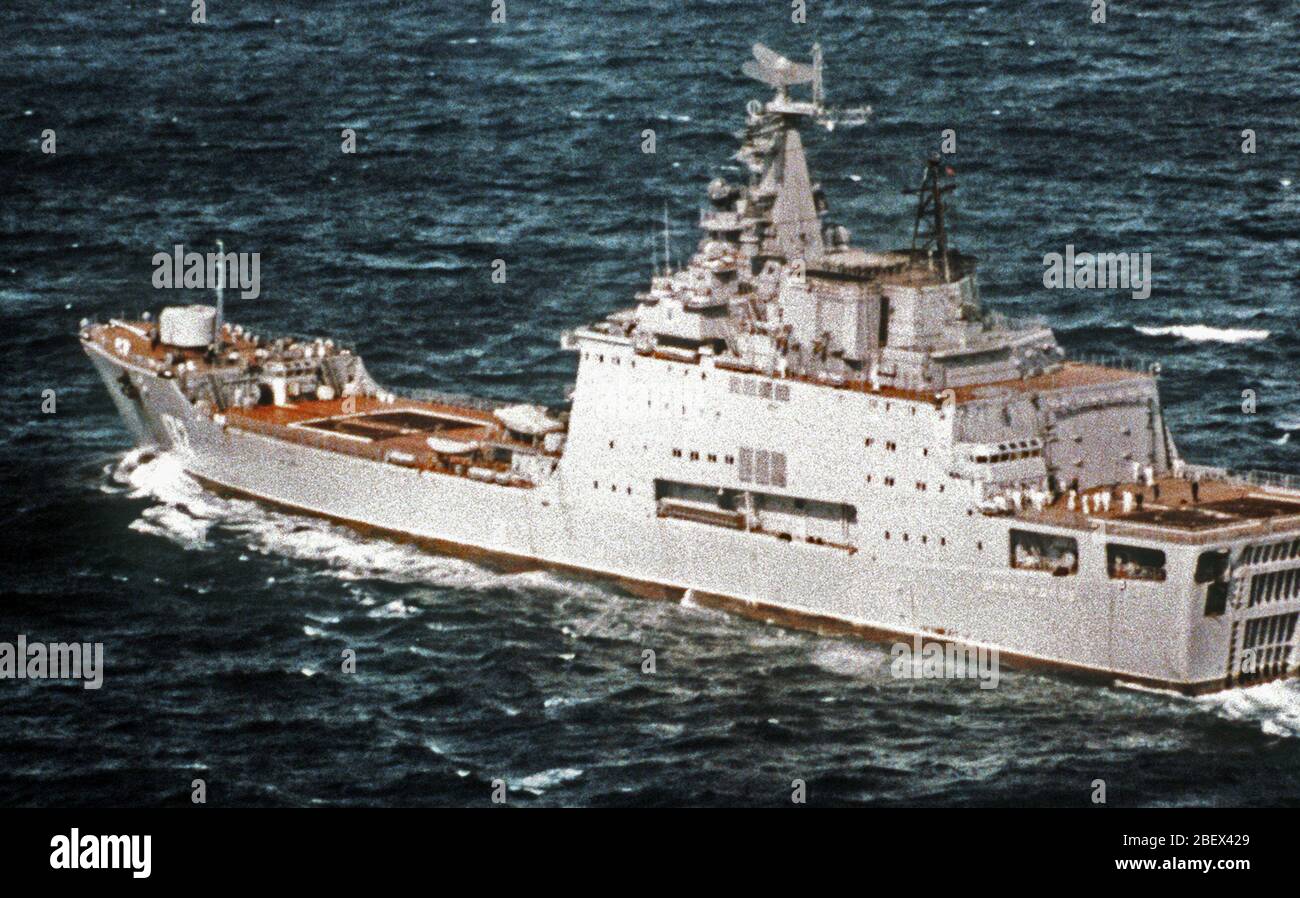 1982 - A port quarter view of a Soviet Ivan Rogov class amphibious ...
