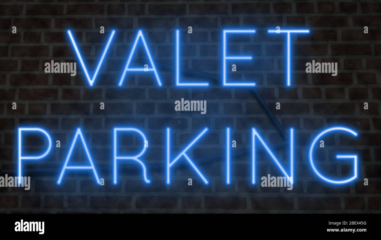 Colorful neon sign for VALET PARKING Stock Photo - Alamy