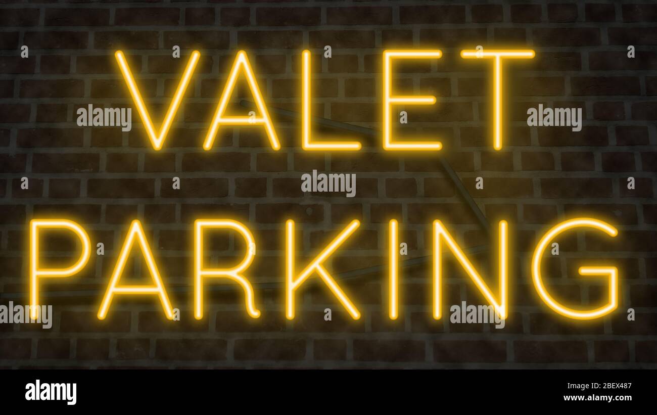 Colorful neon sign for VALET PARKING Stock Photo - Alamy