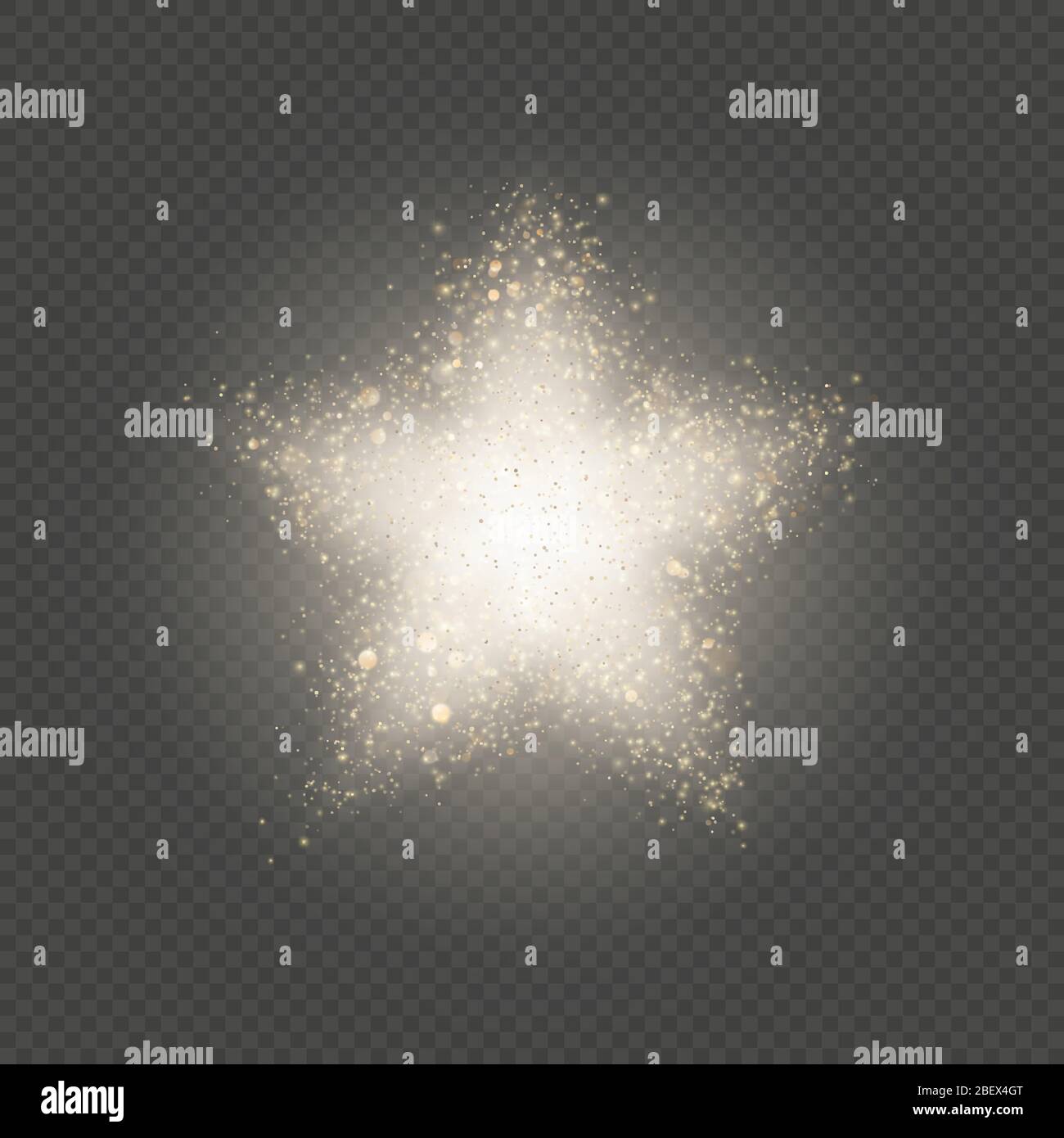 Gold star dust glitter explosion of confetti with blinking soft ...
