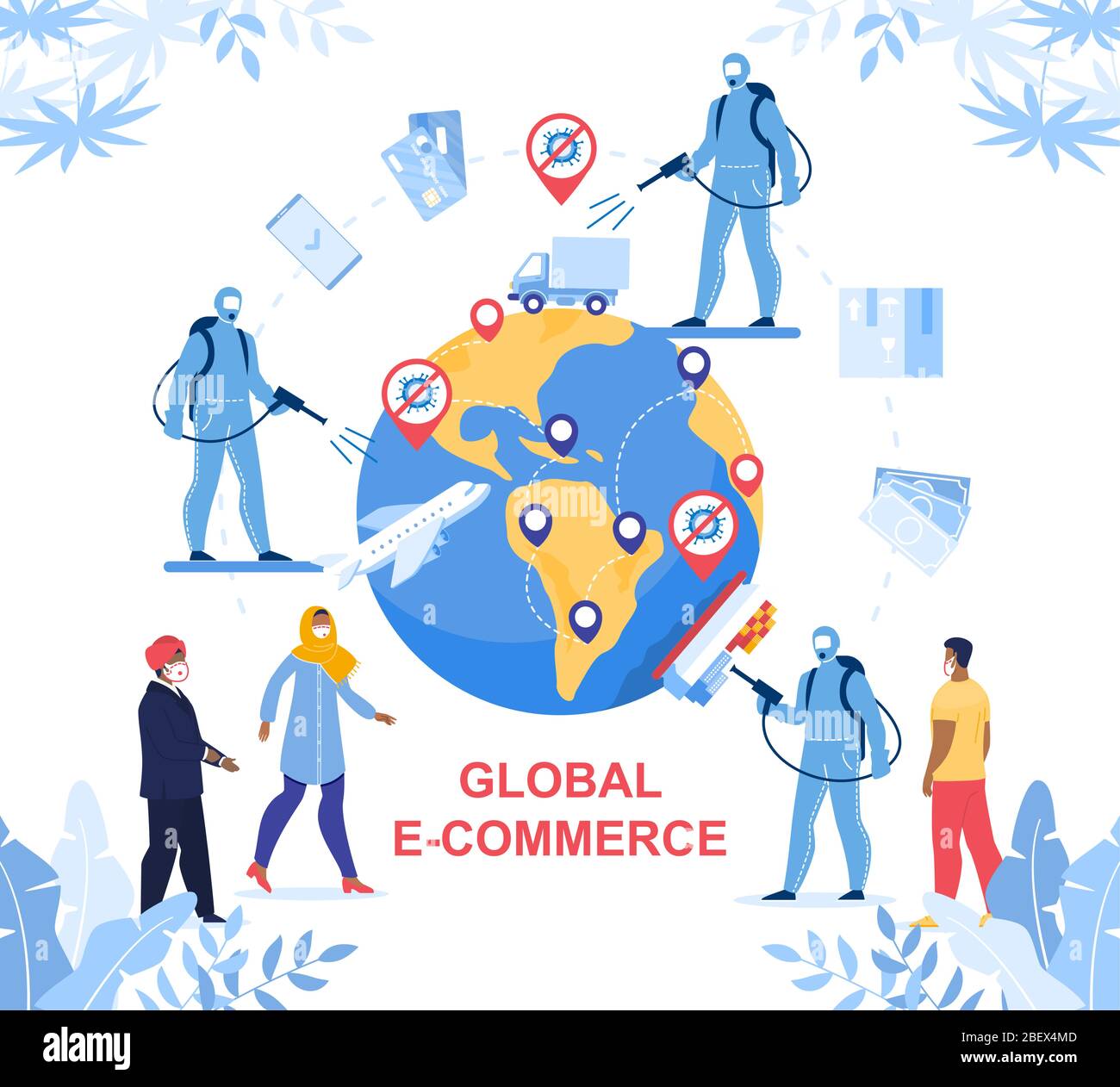 Global E-Commerce in Worldwide Covid19 Pandemic Stock Vector Image ...