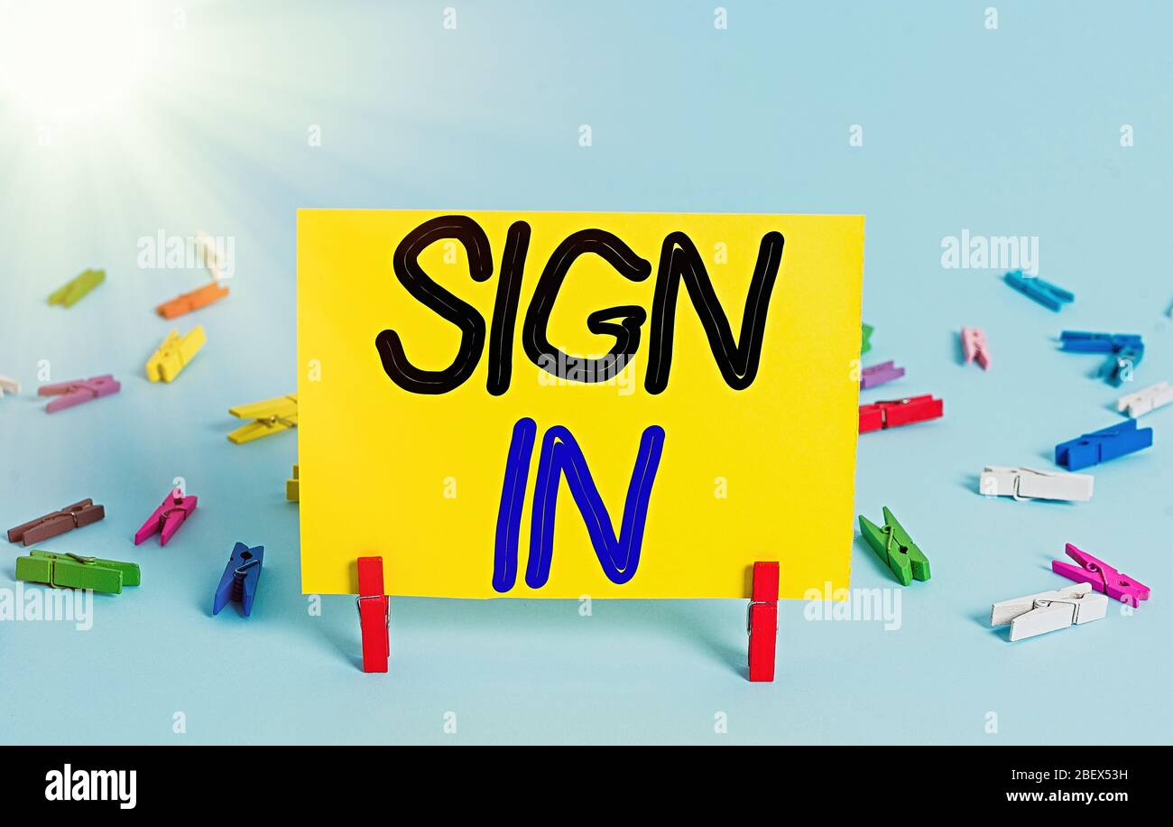 Conceptual hand writing showing Sign In. Concept meaning to write your ...