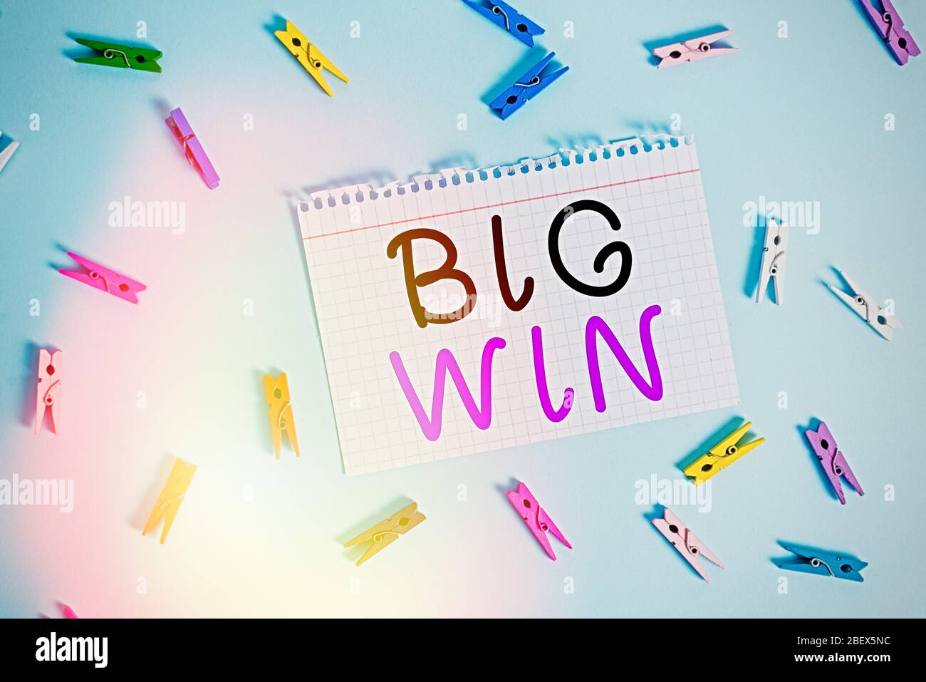 Writing note showing Big Win. Business concept for having won an ...