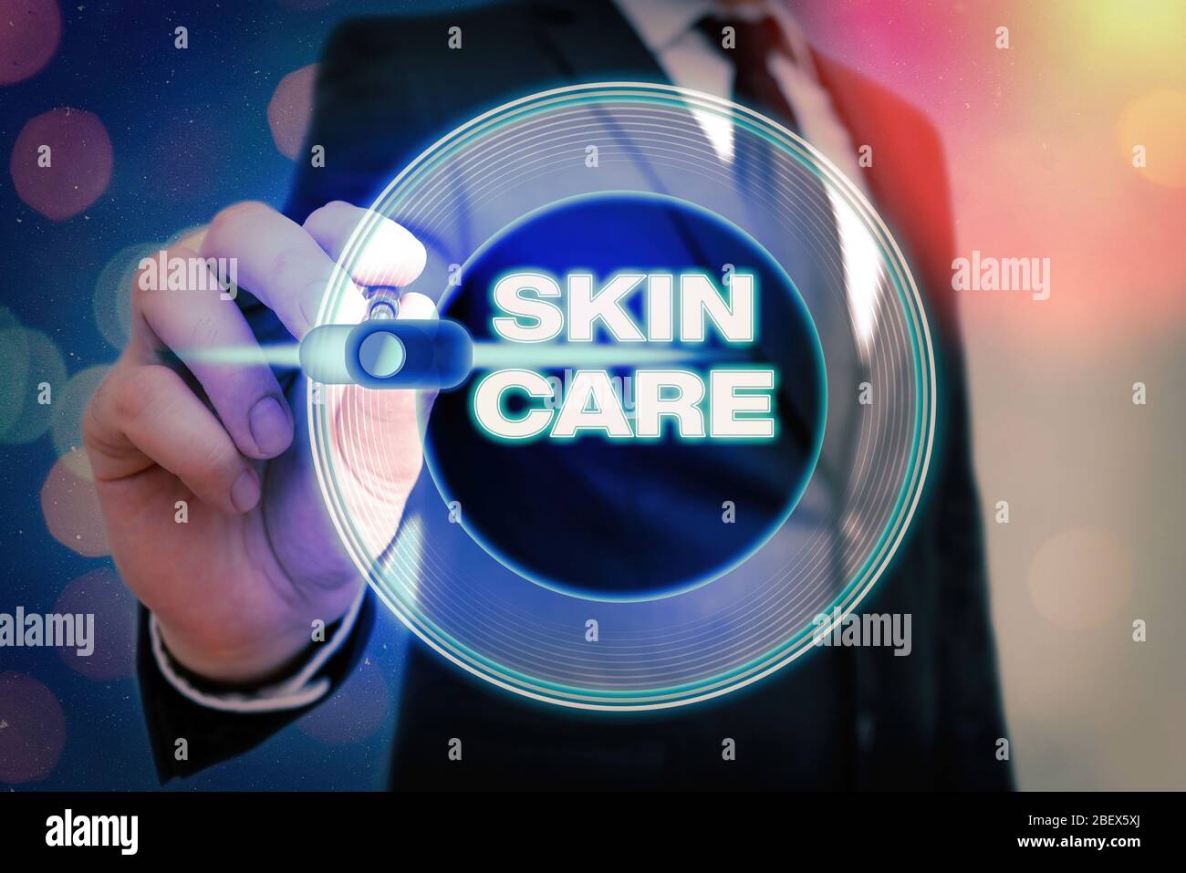 Writing note showing Skin Care. Business concept for things that you do ...