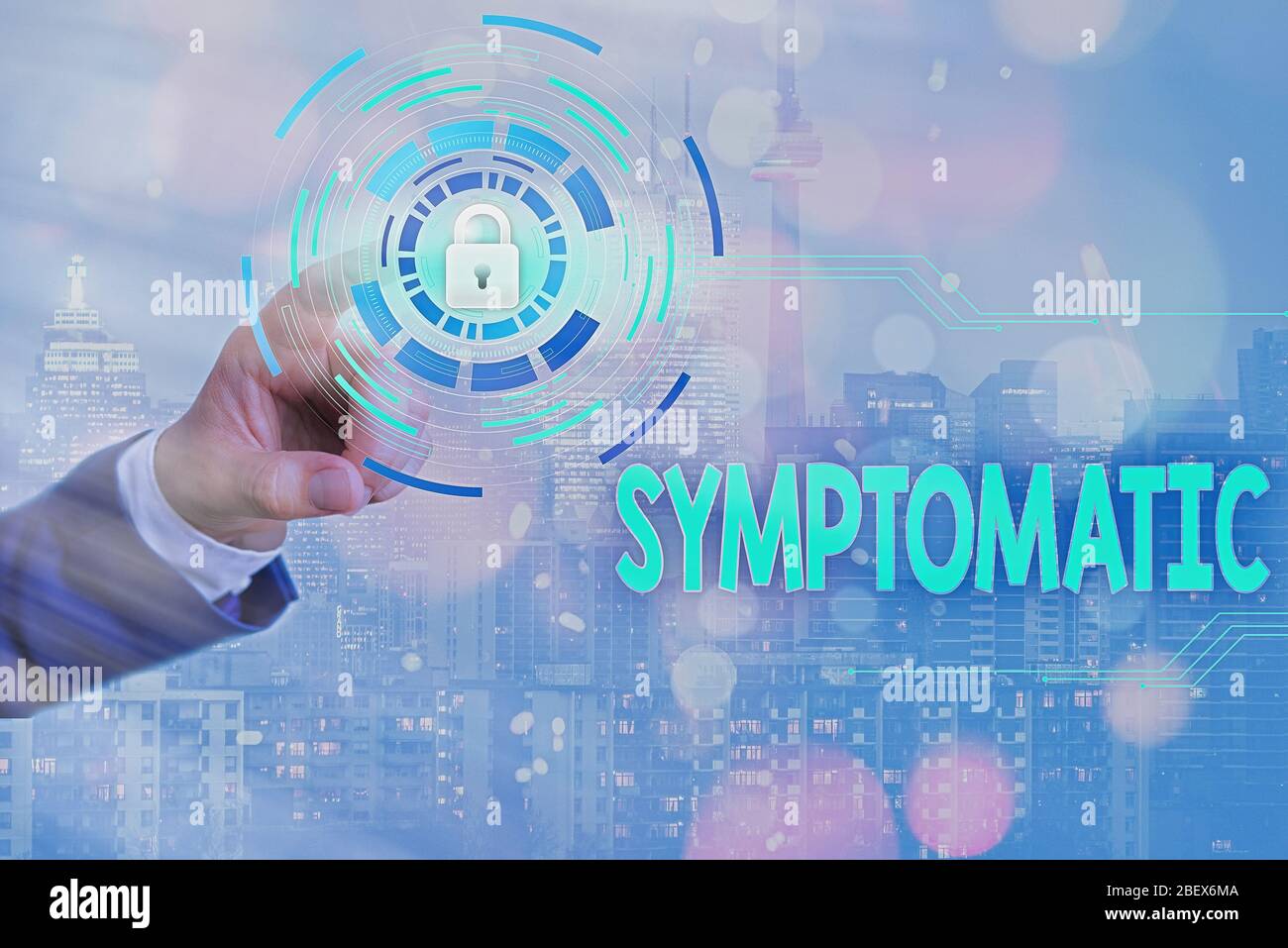 Writing note showing Symptomatic. Business concept for serving as ...