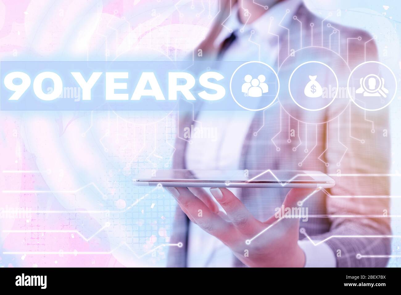 Conceptual hand writing showing 90 Years. Concept meaning Remembering ...