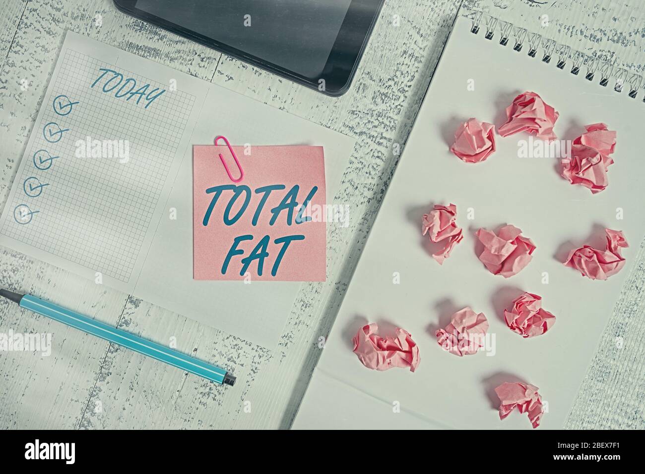 Handwriting text Total Fat. Conceptual photo combined value of the ...