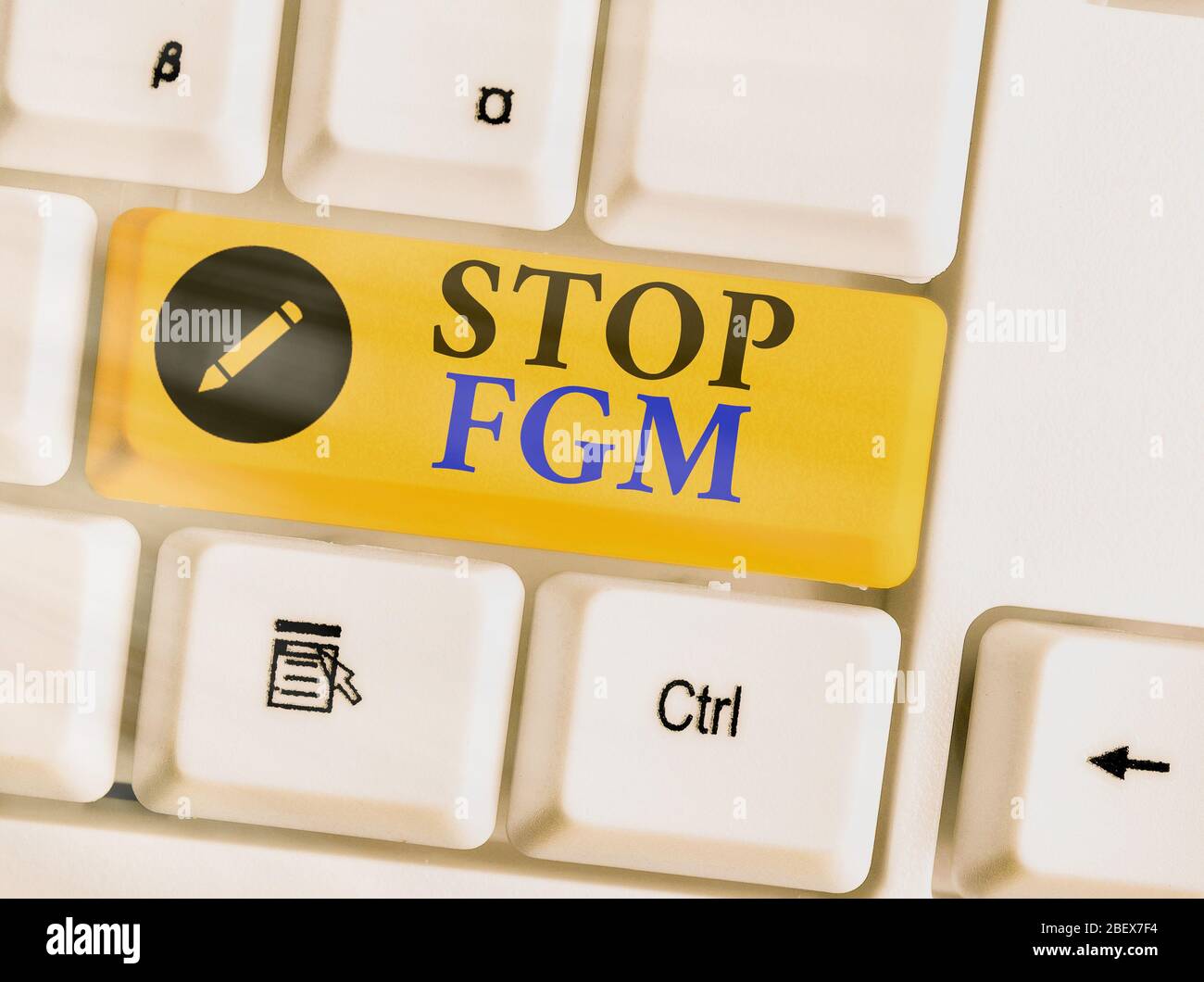 Conceptual hand writing showing Stop Fgm. Concept meaning Put an end on ...