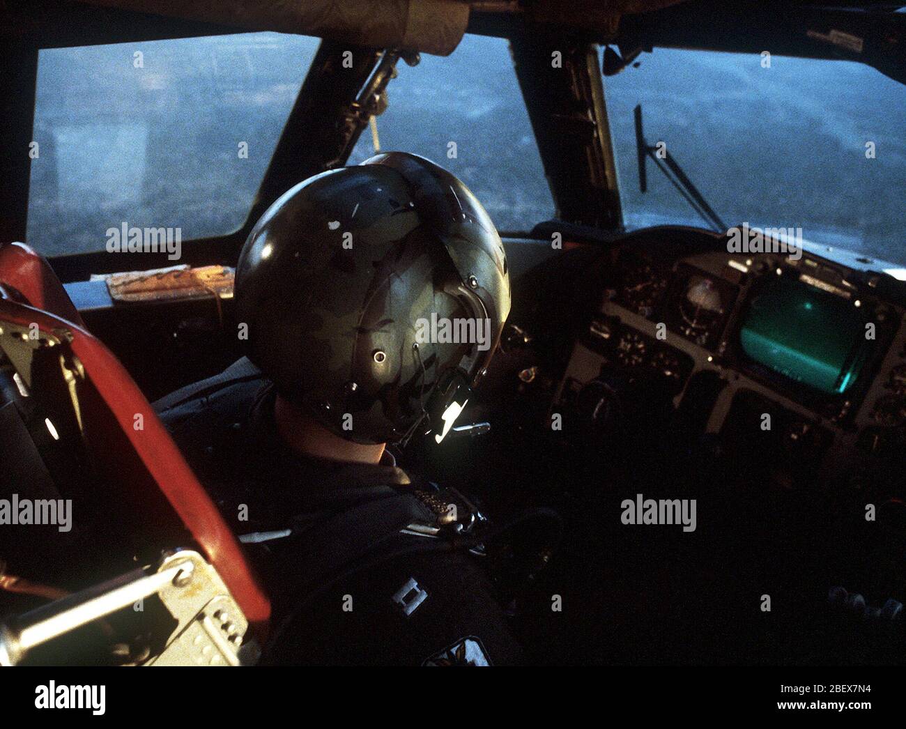 1981 - A pilot flies a B-52H Stratofortress aircraft during exercise ...