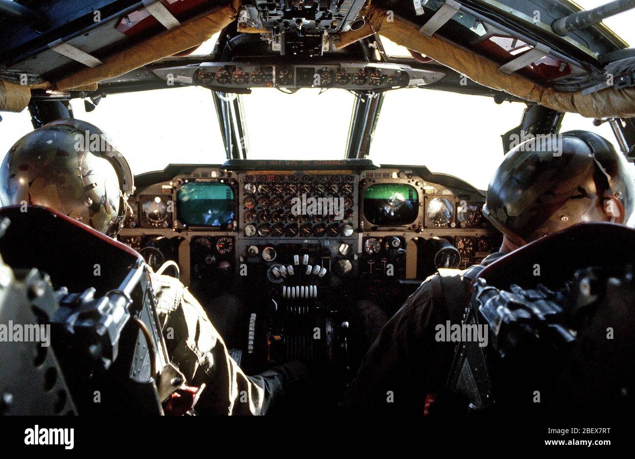 1981 - A view of pilots flying a B-52H Stratofortress aircraft during ...