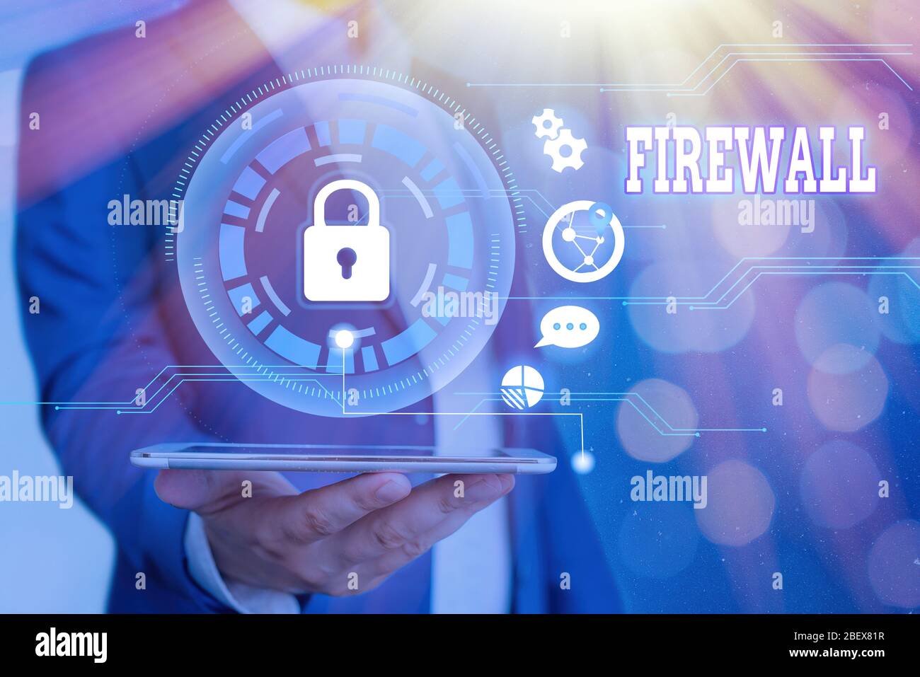 Text sign showing Firewall. Business photo showcasing protect network ...