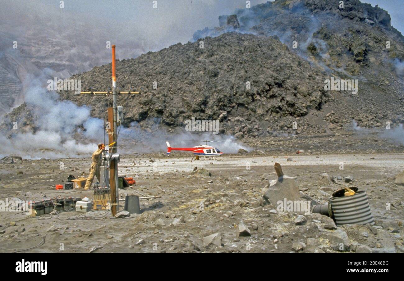 Seismic station installation in Mount St. Helens's crater 1981 lava ...