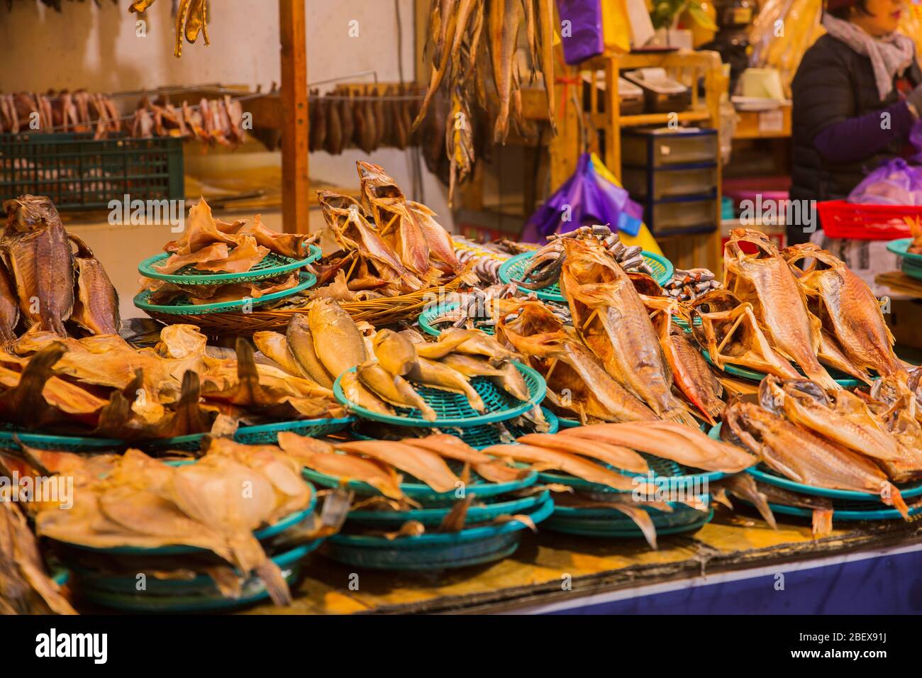 fishing village landscape. fresh fish market at the port in Korea 092 ...