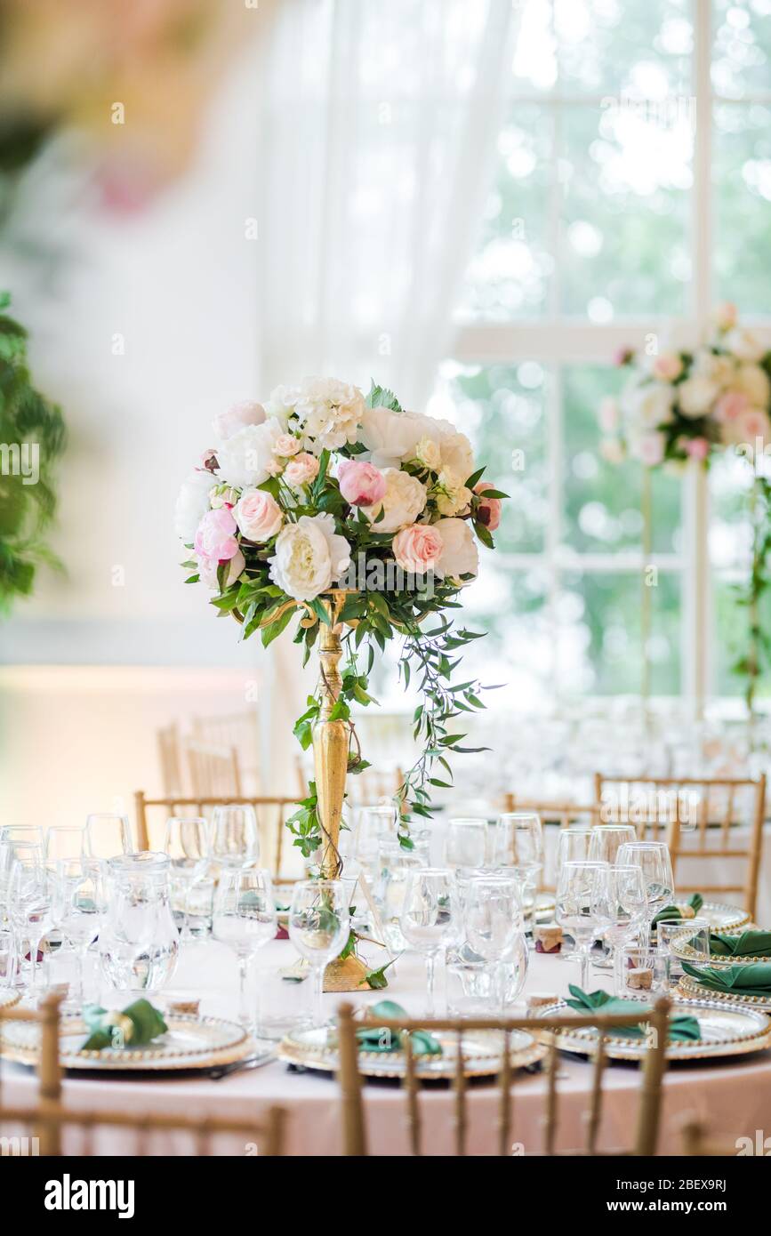 Luxury wedding table decoration. Special event table set up. Fresh ...
