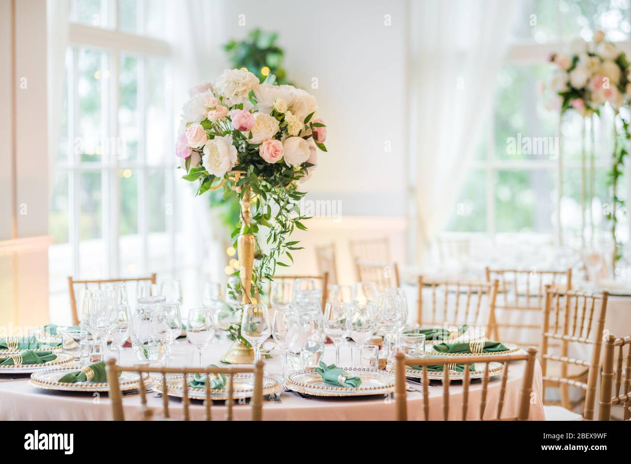 Luxury wedding table decoration. Special event table set up. Fresh ...