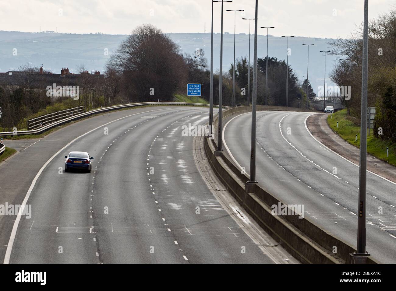 single cars on m2 motorway during coronavirus lockdown in Newtownabbey ...