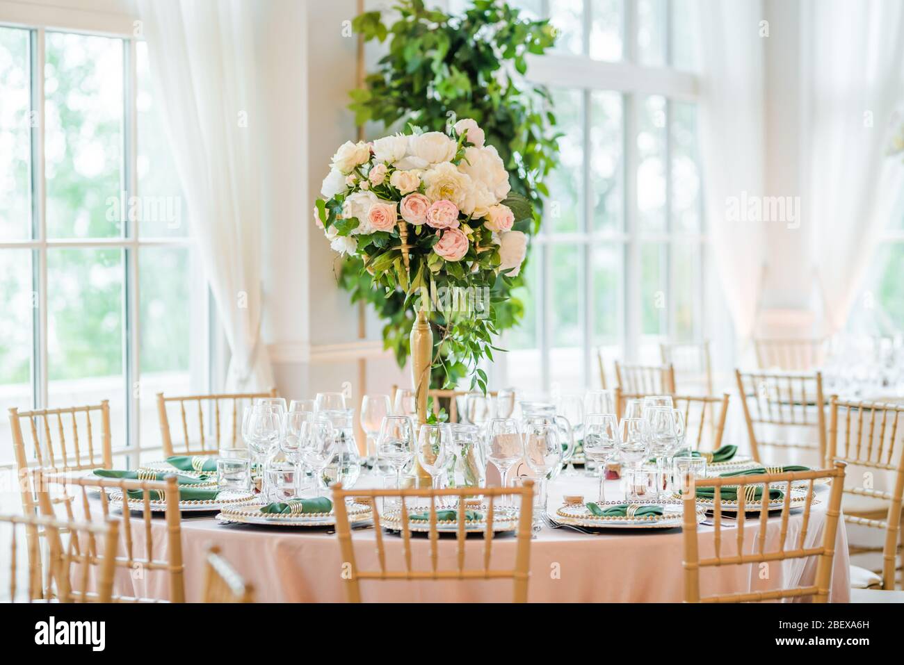 Luxury wedding table decoration. Special event table set up. Fresh ...