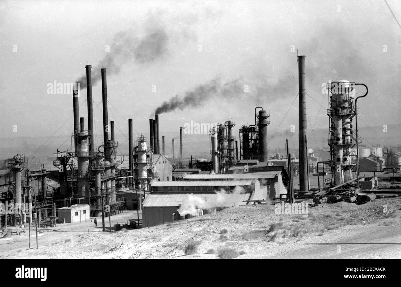 Old oil refinery Black and White Stock Photos & Images - Alamy