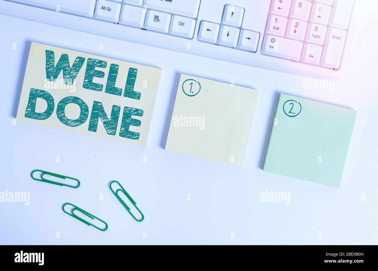 Handwriting text writing Well Done. Conceptual photo telling ...