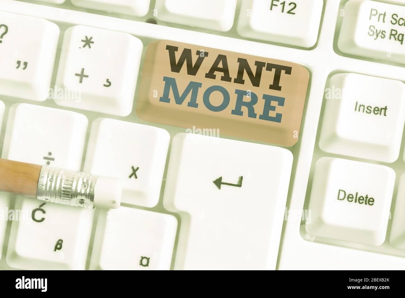Conceptual hand writing showing Want More. Concept meaning Not having ...