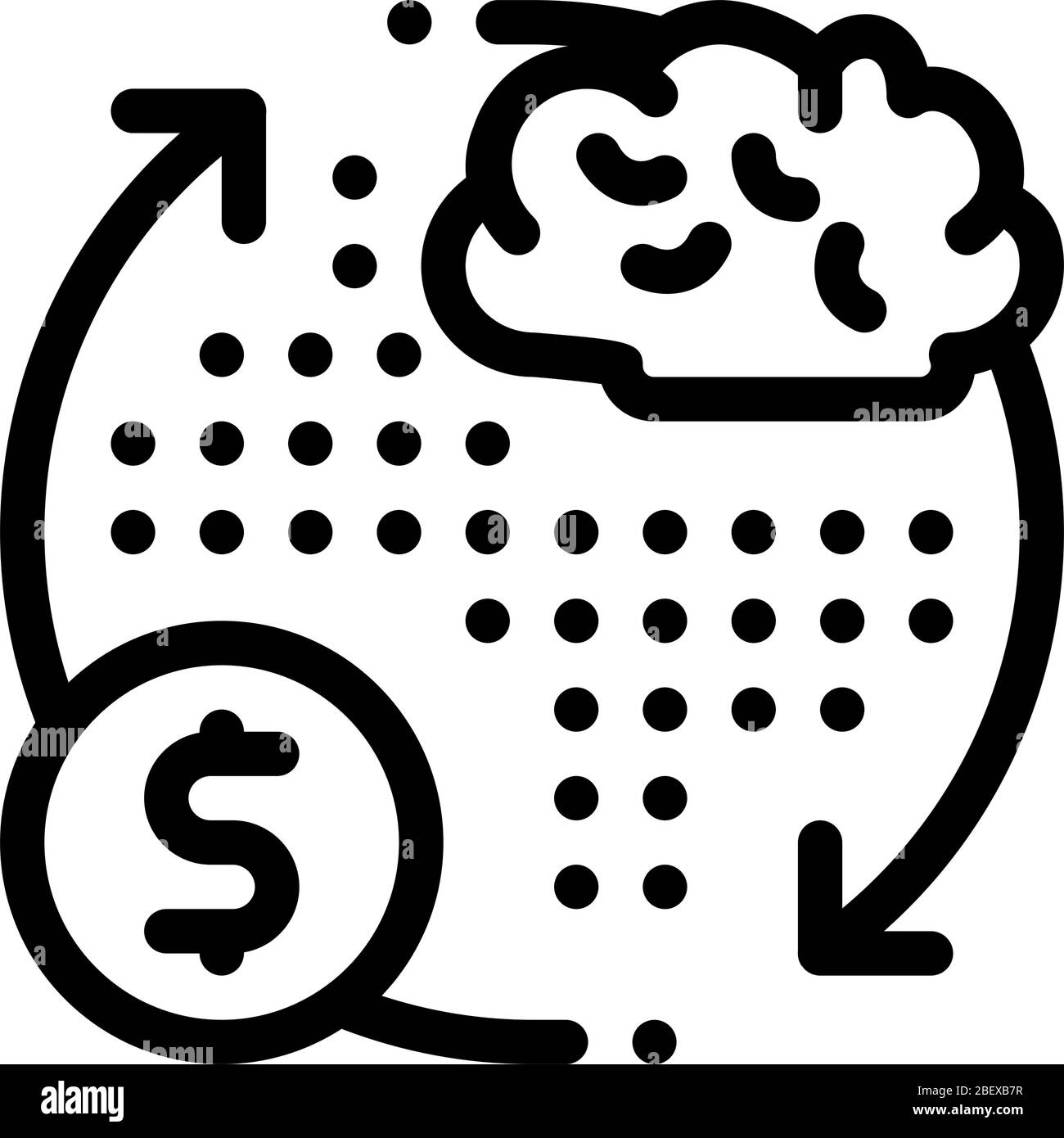 brain cycle and money icon vector outline illustration Stock Vector ...