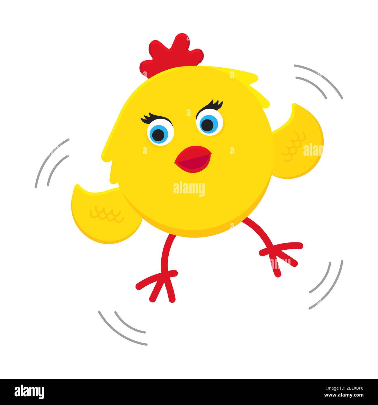 Cute funny little chick chiken hen cartoon flat style design vector ...