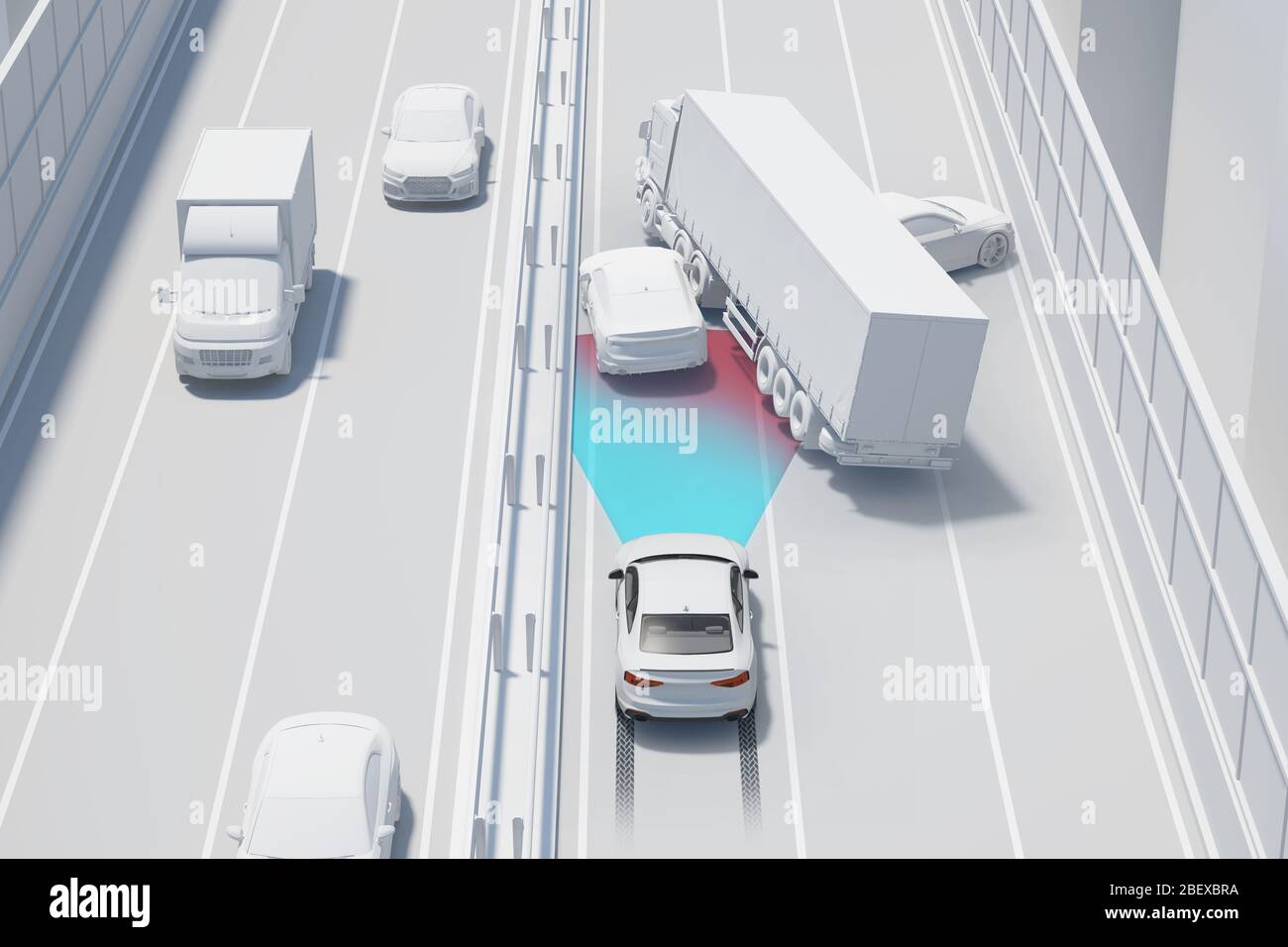 3D smart car safety system on the road 014 Stock Photo - Alamy