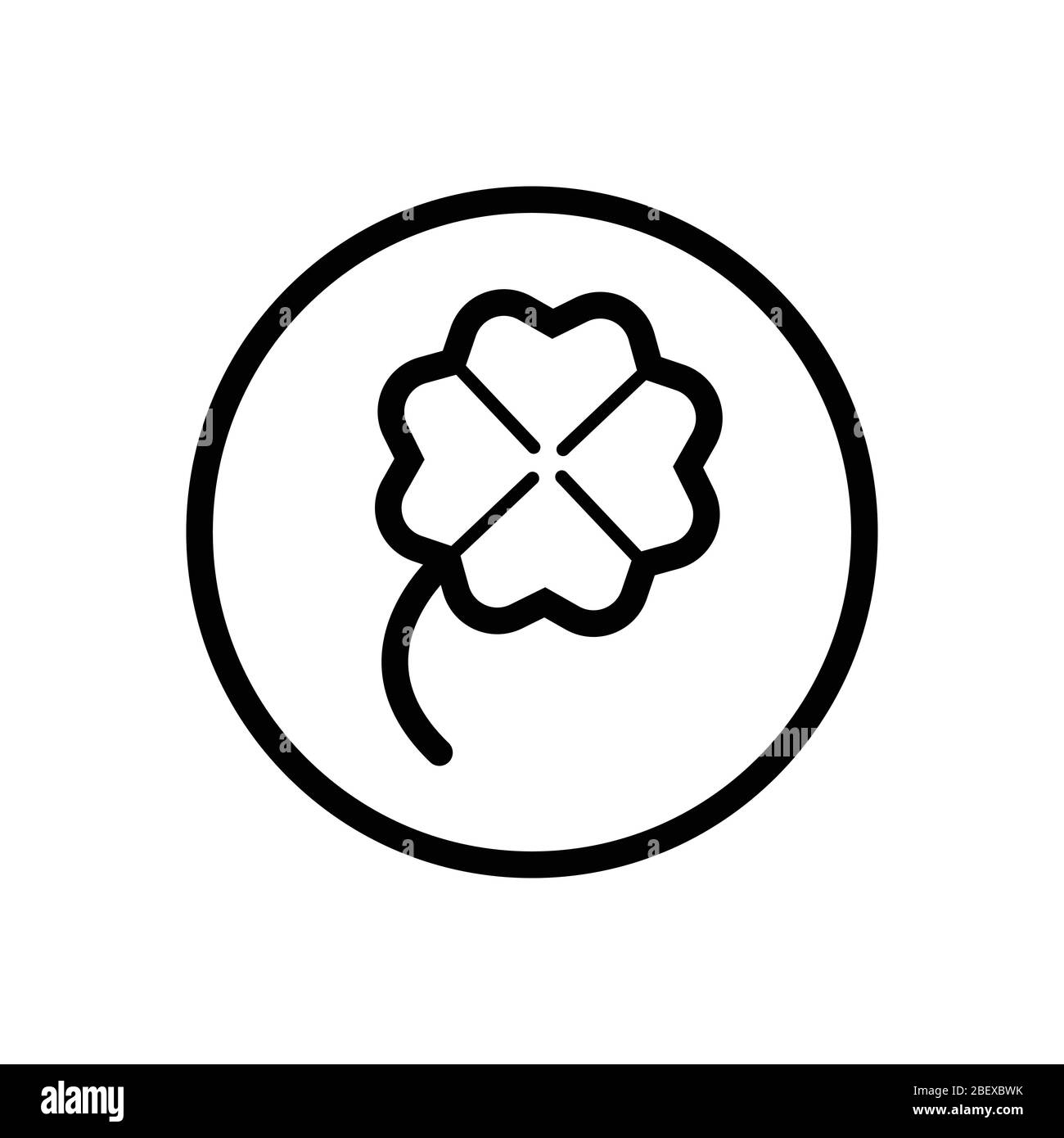 Clover. Outline icon in a circle. Isolated nature vector illustration ...