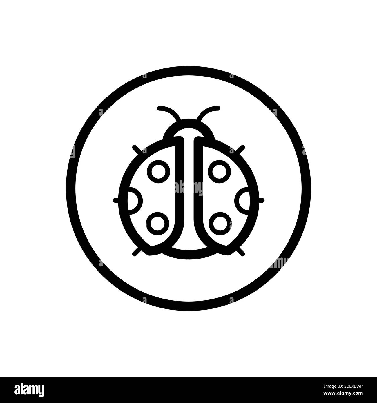 Ladybug. Outline icon in a circle. Isolated animal vector illustration ...