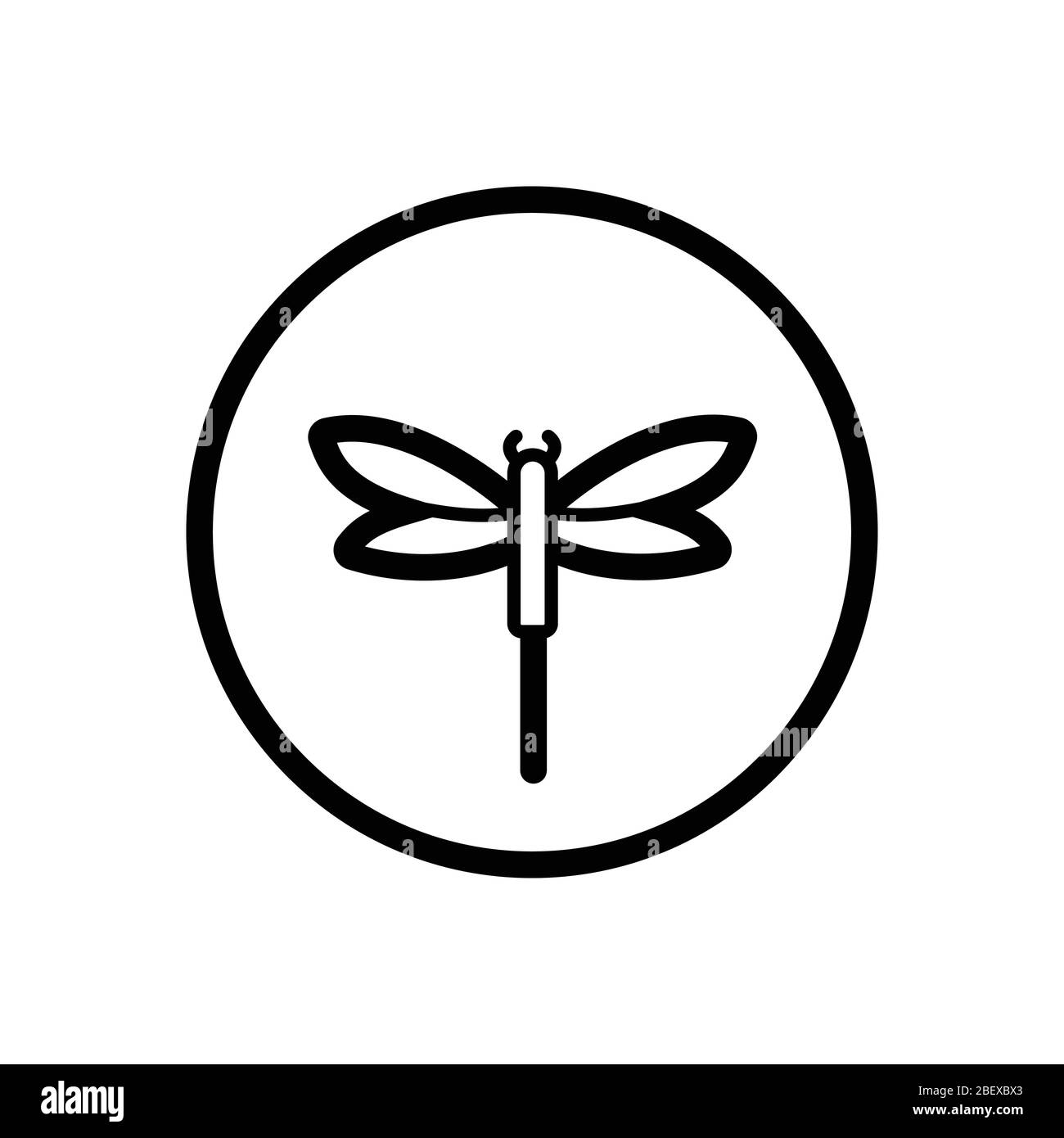 Dragonfly. Outline icon in a circle. Isolated animal vector ...