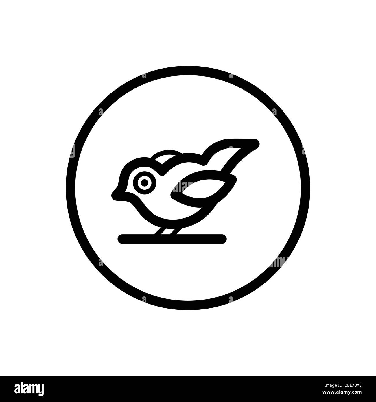 Little bird. Outline icon in a circle. Isolated animal vector ...