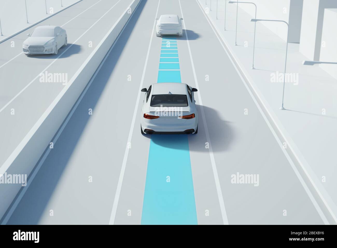 3D smart car safety system on the road 001 Stock Photo - Alamy