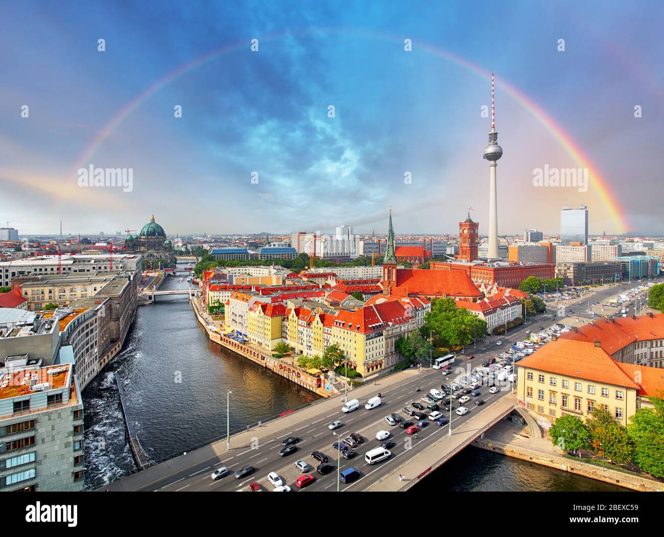 Berlin city with rainbow, Germany Stock Photo - Alamy