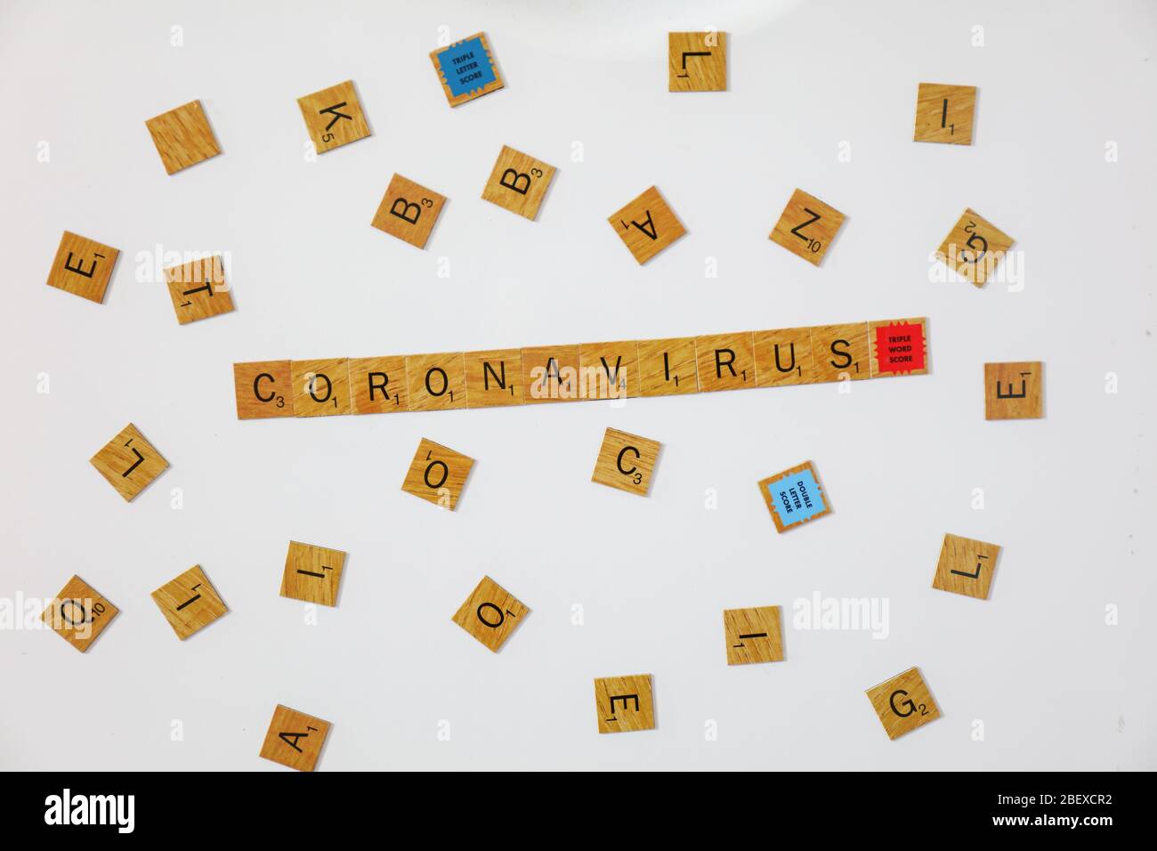 Coronavirus scribble puzzle wrote with magnets on the fridge Stock ...
