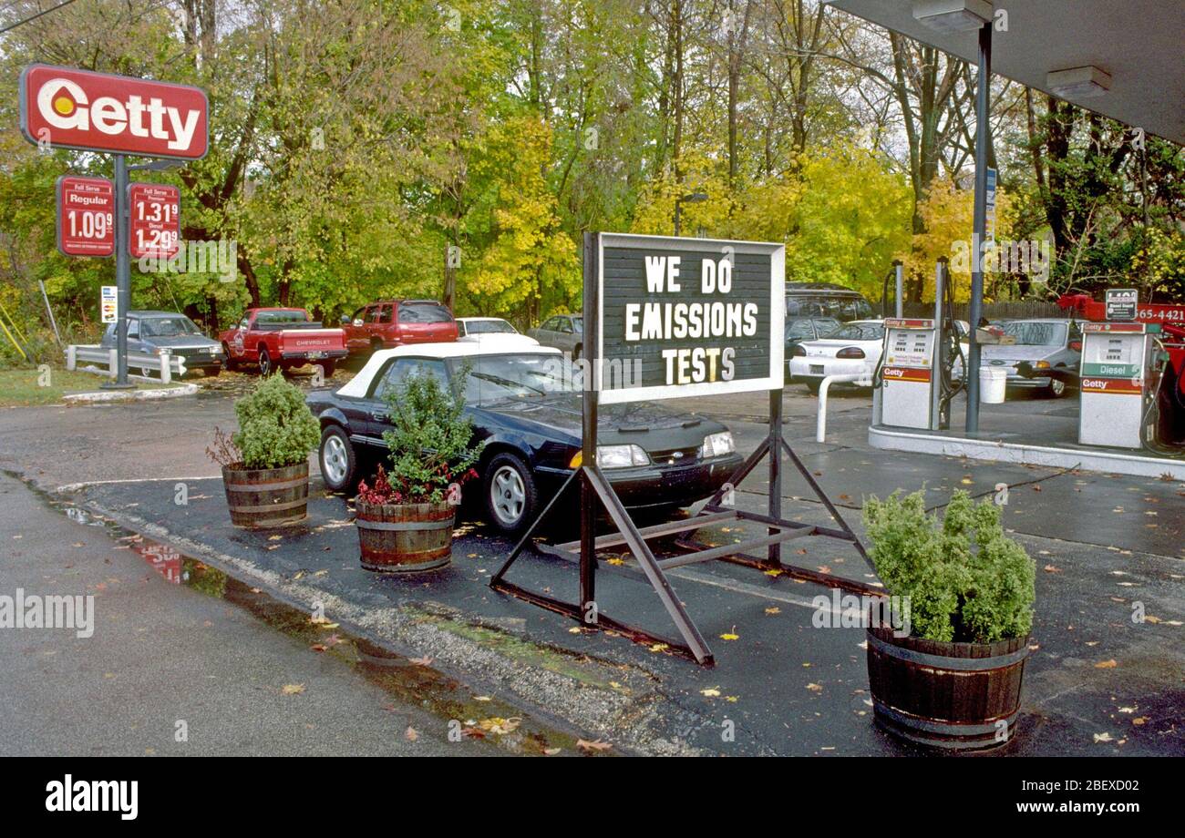 Emissions testing sign at a Getty Gas Station - date unknown but ...