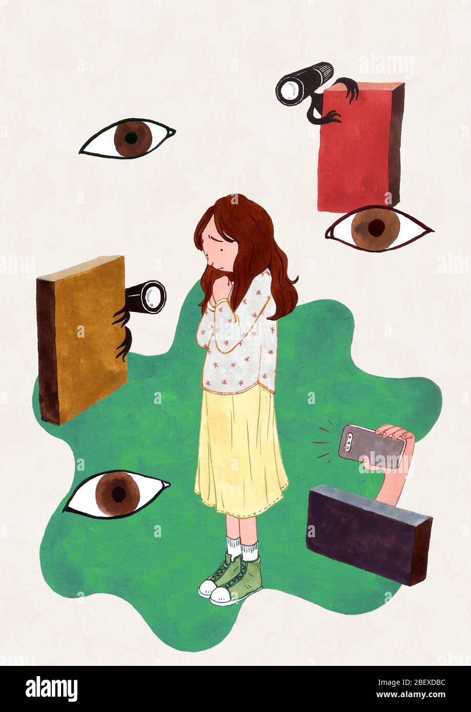 Cyberbullying concept illustration. Social media problem, Internet ...