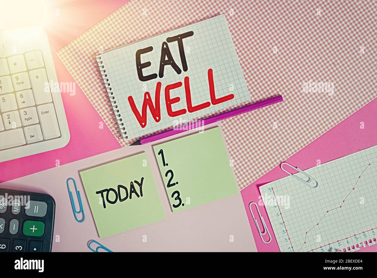 Handwriting text writing Eat Well. Conceptual photo Practice of eating ...