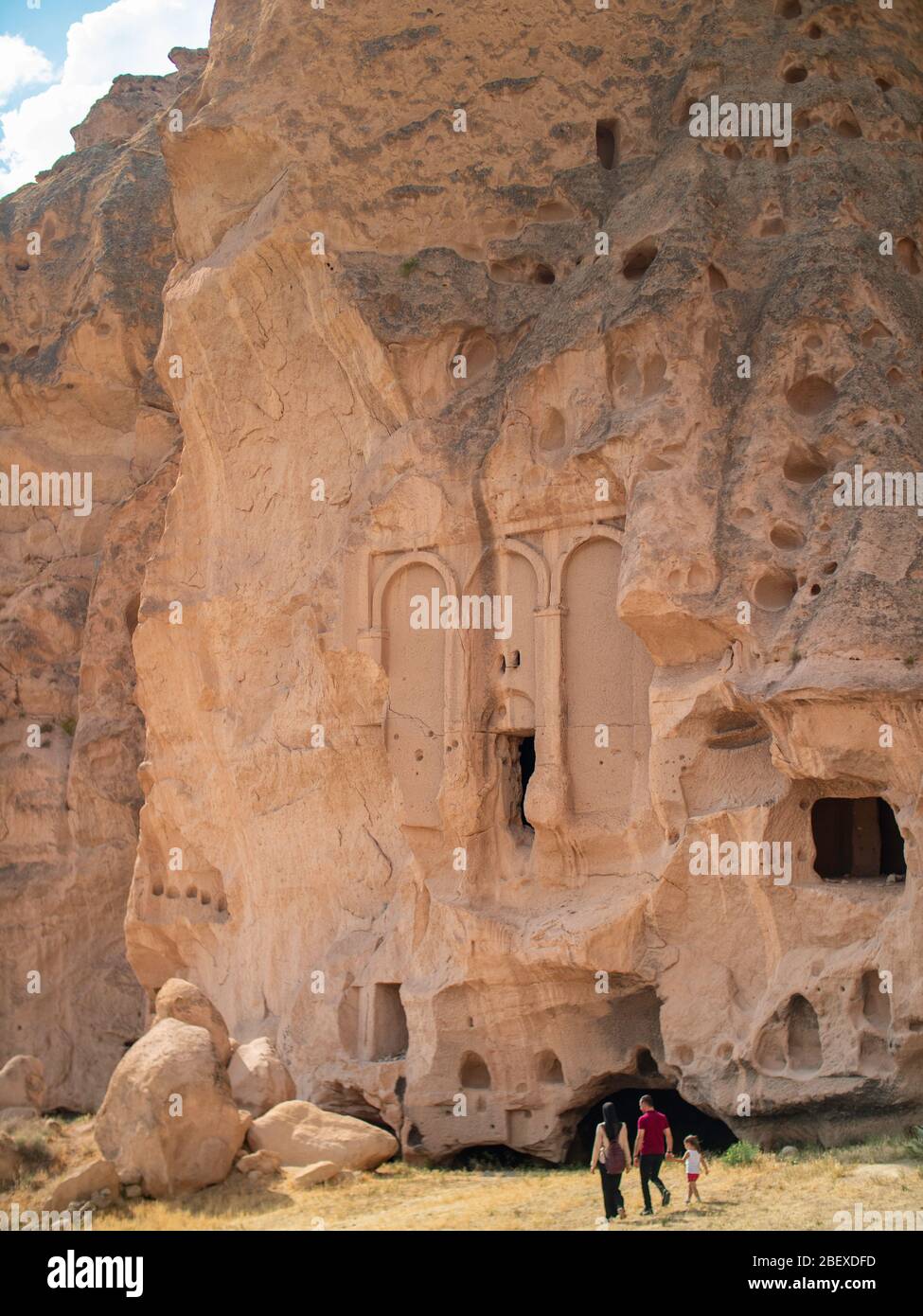 ancient christian cave structure carved into mountain in cappadocia ...