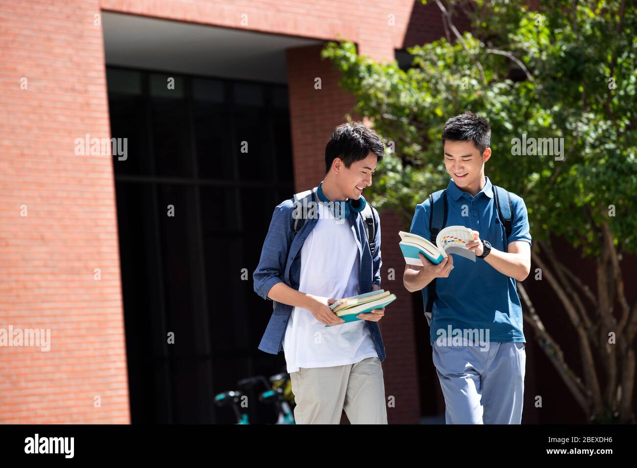 The campus walk the road to explore learning young man inside Stock ...