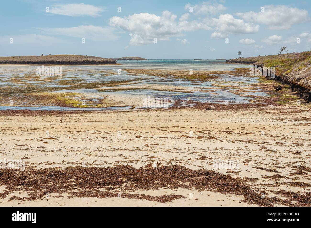 sand beach in Antsiranana in low tide, Diego Suarez bay landscape ...