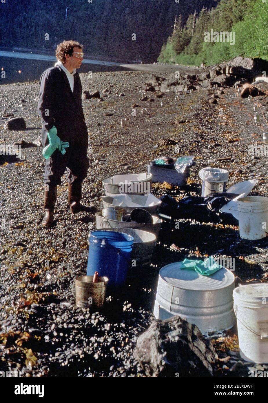 September 1996 - Hazardous Waste - Worker looking over cleanup ...