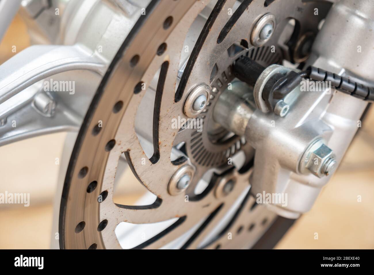 disk brake system on a motorcycle, close up Stock Photo - Alamy