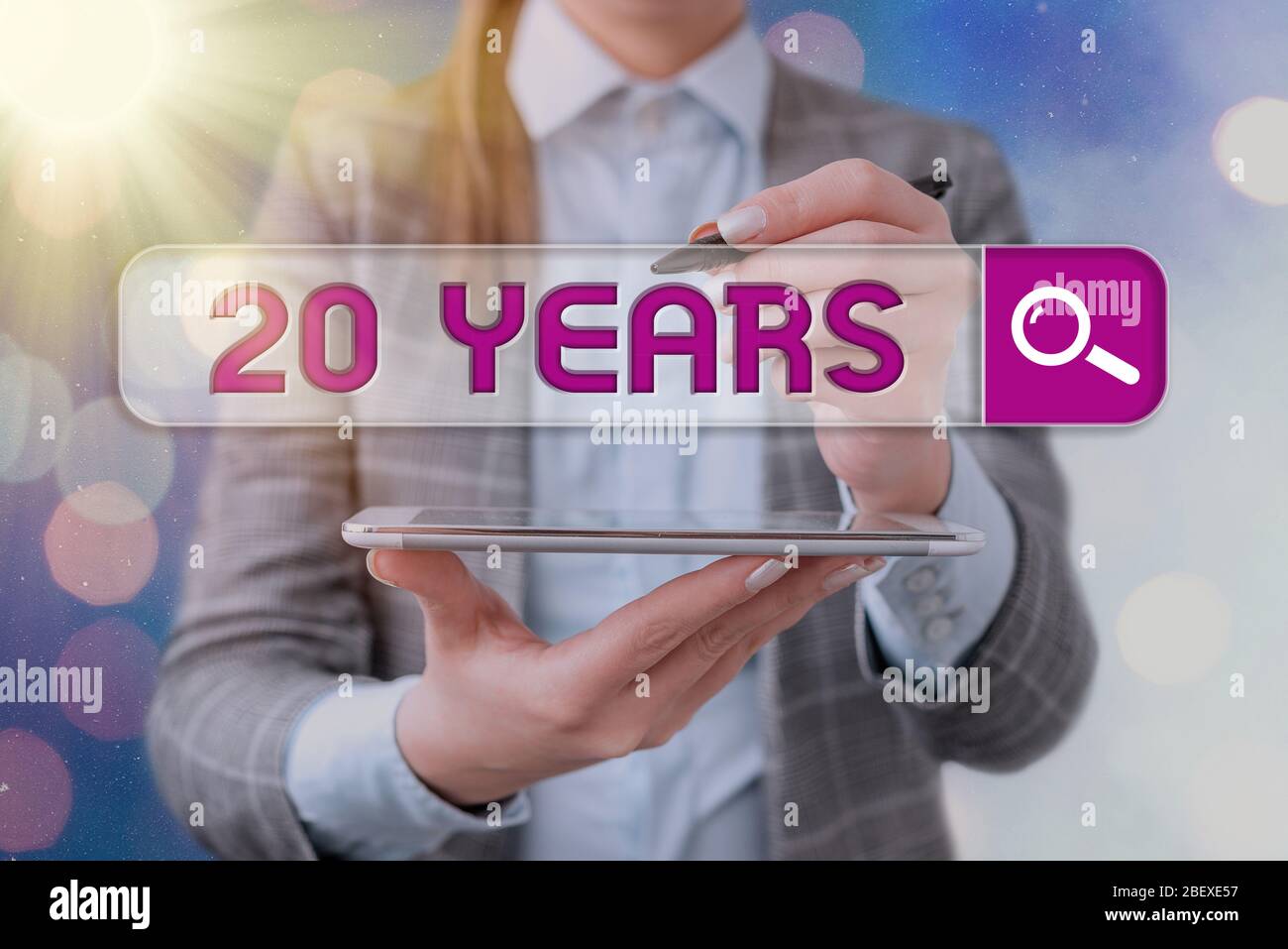 Text sign showing 20 Years. Business photo text Remembering or honoring ...