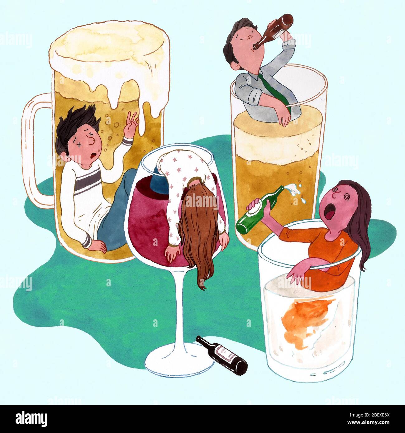 Drunkeness illustration Stock Vector Images - Alamy