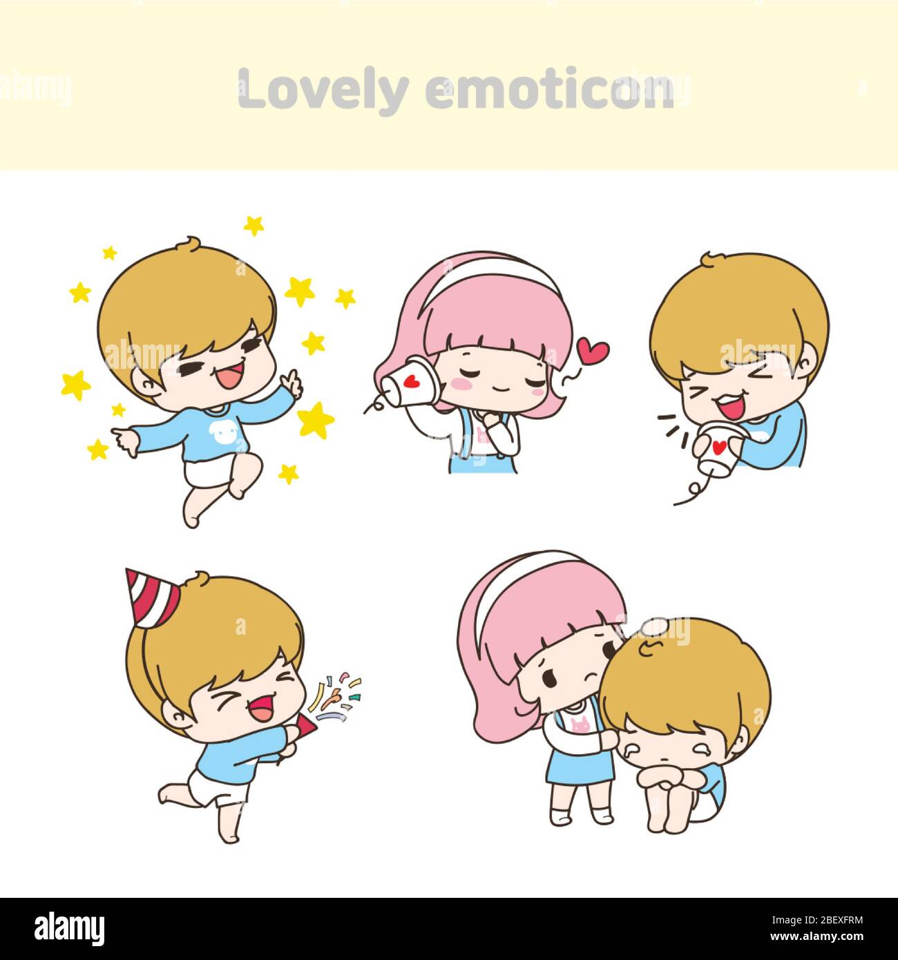 Kawaii star funny character emoticon hi-res stock photography and ...